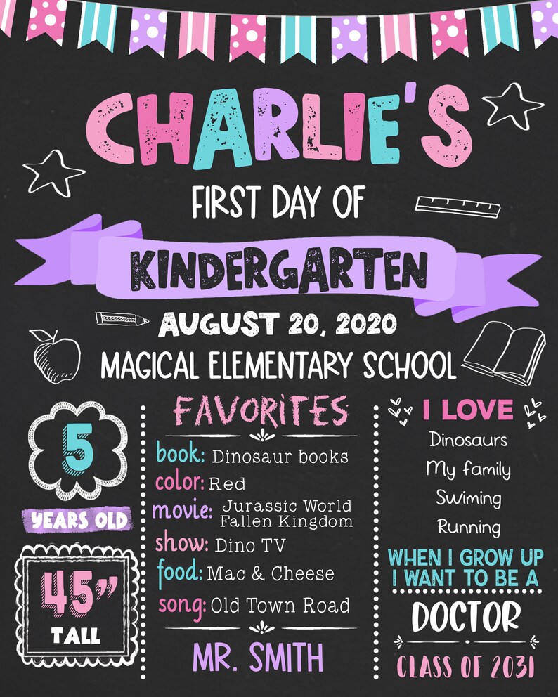Back to School Sign Chalkboard - First Day of School Printable ...