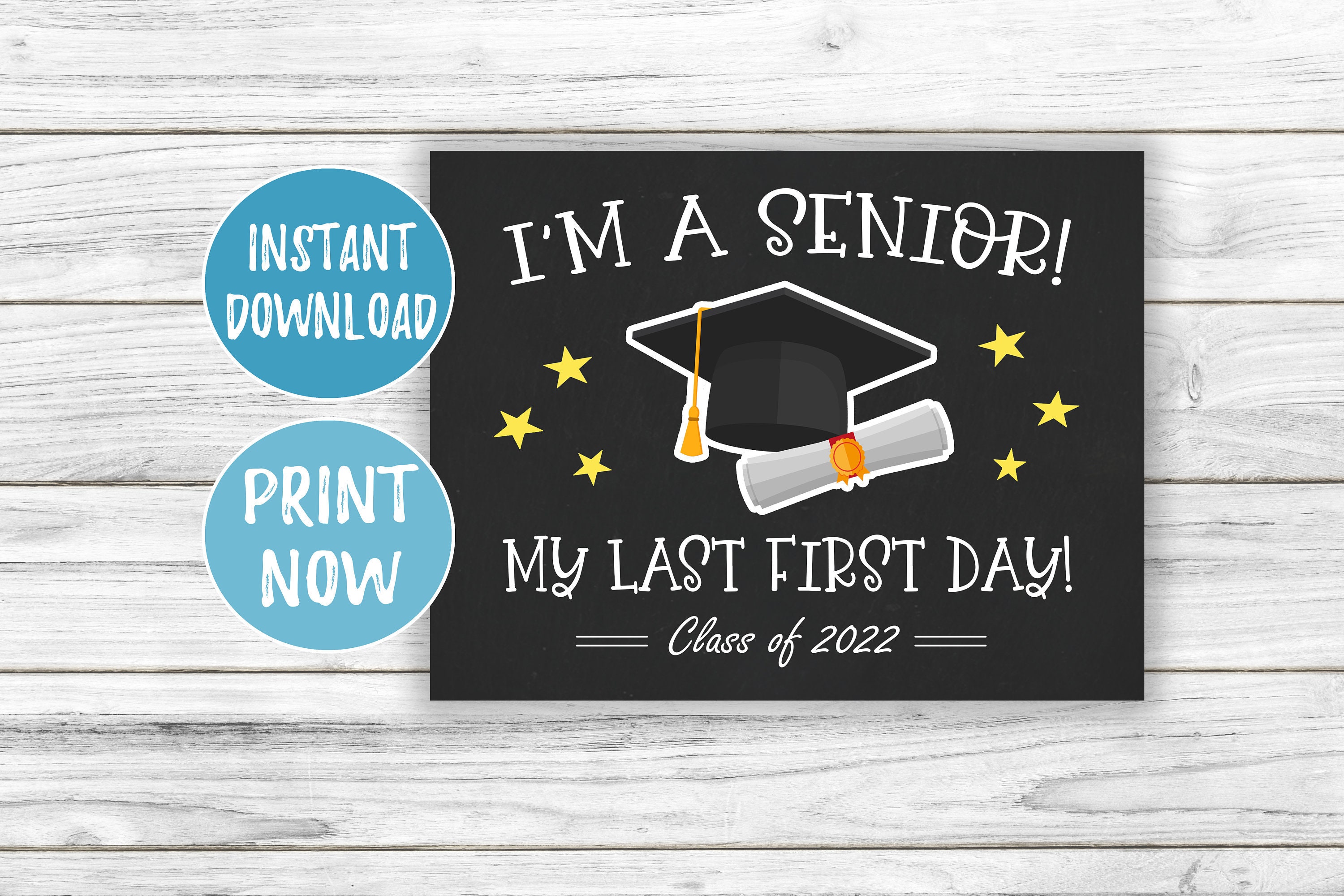 First Day of Senior Year Sign Back to School Sign Chalkboard | Etsy