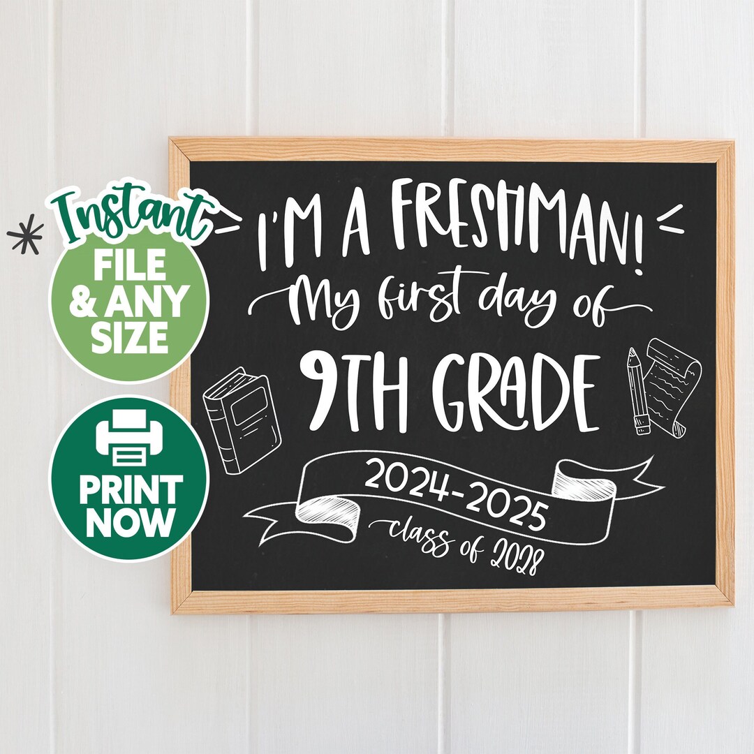 First Day of High School Sign - First Day of Ninth Grade Printable ...