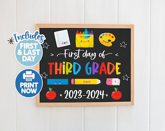 First Day of First Grade Back to School Sign Printable First Day of 1st ...