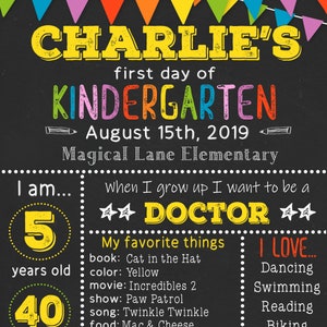 Rainbow First Day of School Sign, First Day of School Chalkboard, Back ...