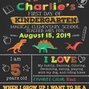Dinosaur Back to School Sign - 1st Day of School Sign Printable - First ...