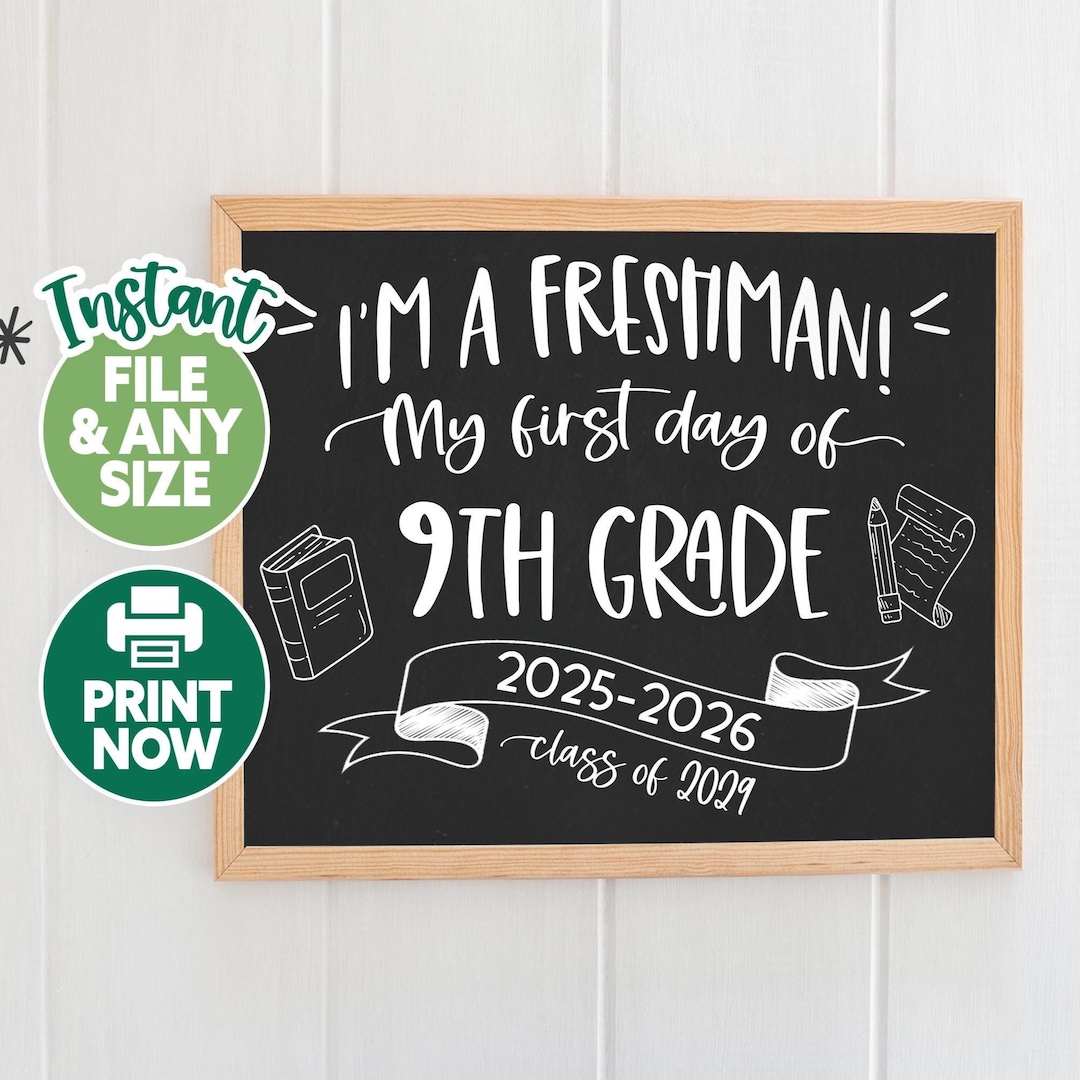 First Day of High School Sign - First Day of Ninth Grade Printable ...