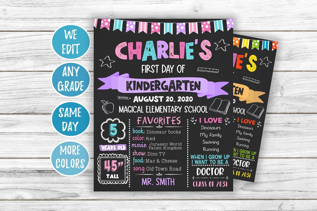 Back to School Sign Chalkboard - First Day of School Printable ...
