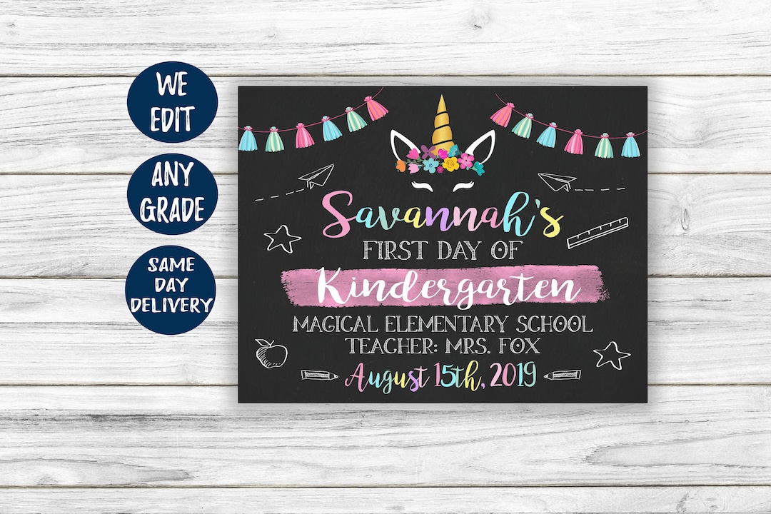 Unicorn Back to School Sign - First Day of School Sign Printable Girls ...