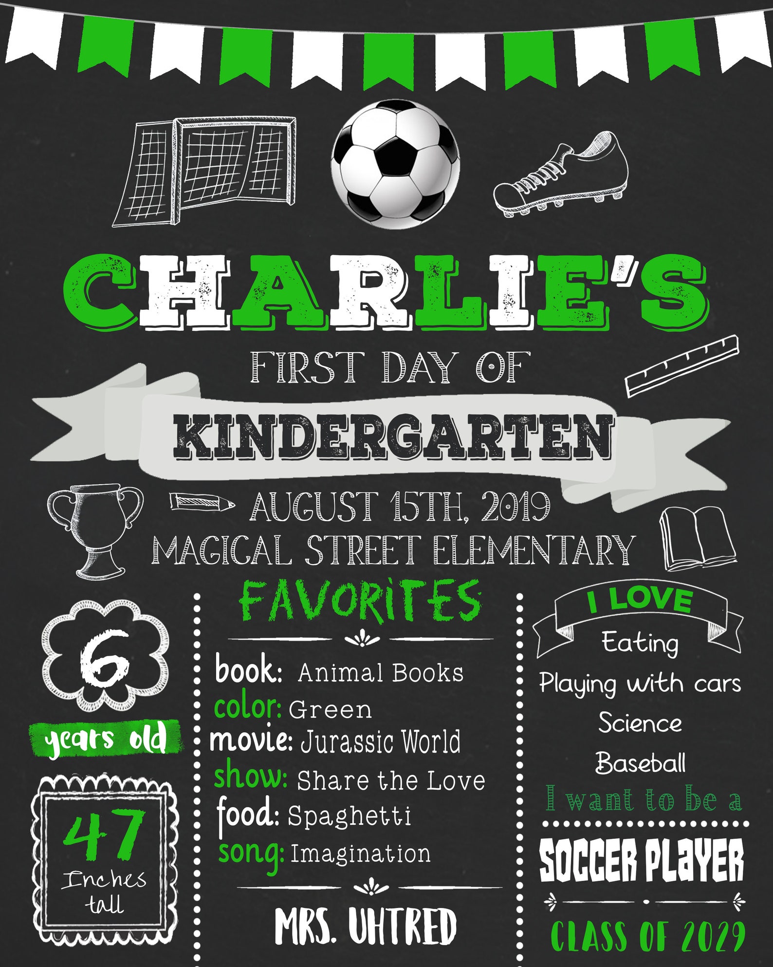 Soccer First Day of School Sign Printable - Back to School Sign ...
