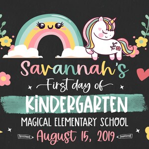 Boho Rainbow First Day of School Sign, Girl First Day of School ...