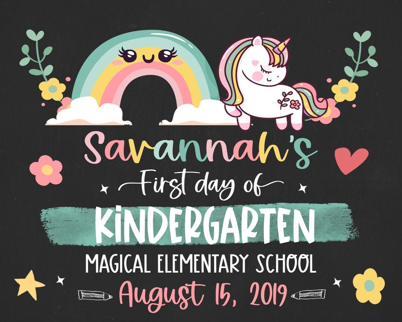 Boho Rainbow First Day of School Sign Girl First Day of | Etsy