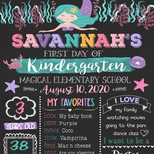 Mermaid Back to School Sign Printable - Girl First Day of School Sign ...