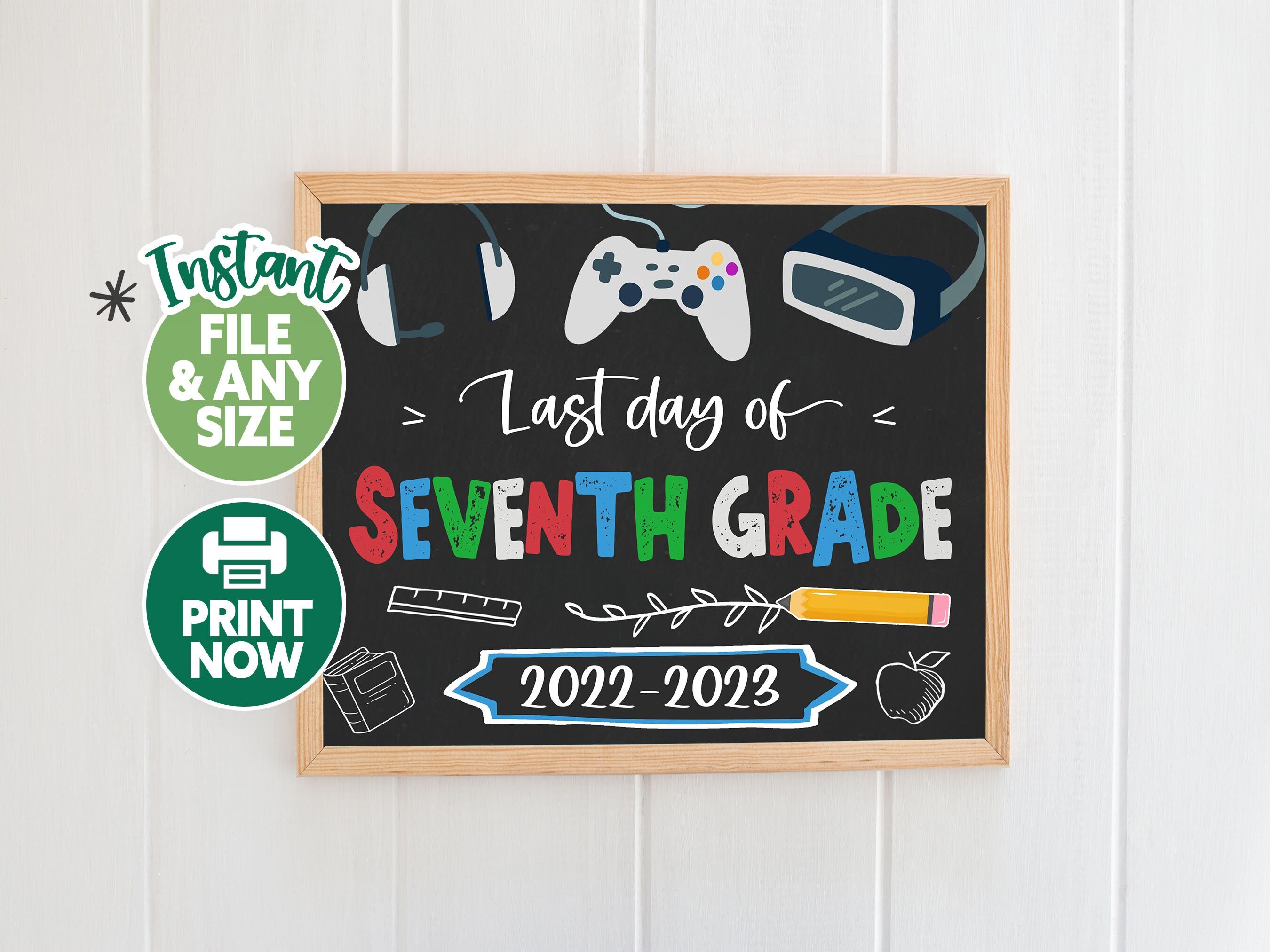 Last Day of 7th Grade Sign - Boy Last Day of School Sign Seventh Grade ...