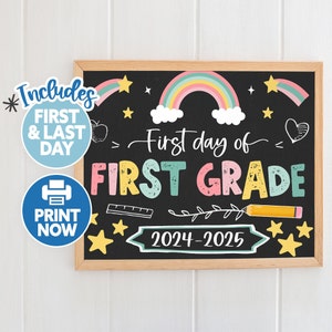 First Day of First Grade Printable, First Day of 1st Grade Sign, Boho ...