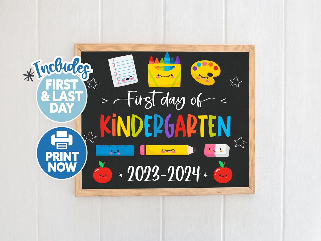 First Day of Kindergarten Chalkboard Printable Back to - Etsy