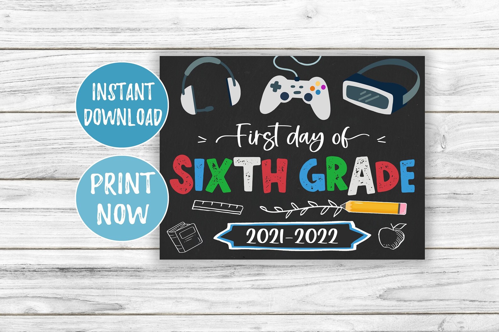 First Day of Sixth Grade School Sign Printable Boy 1st Day of | Etsy