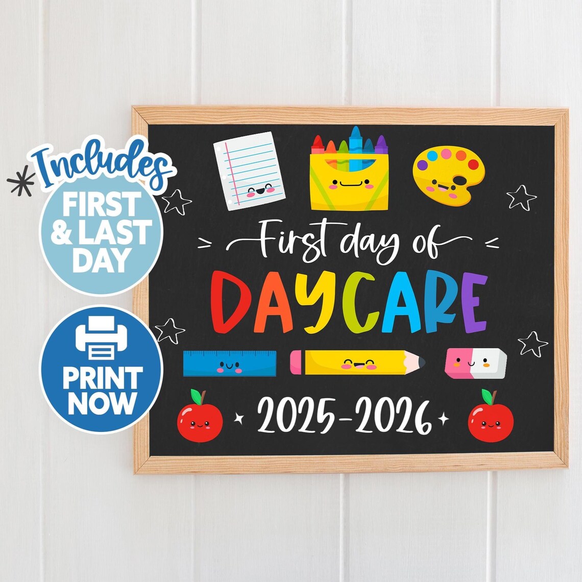 First Day of Daycare Printable Sign - Back to School Sign Chalkboard ...