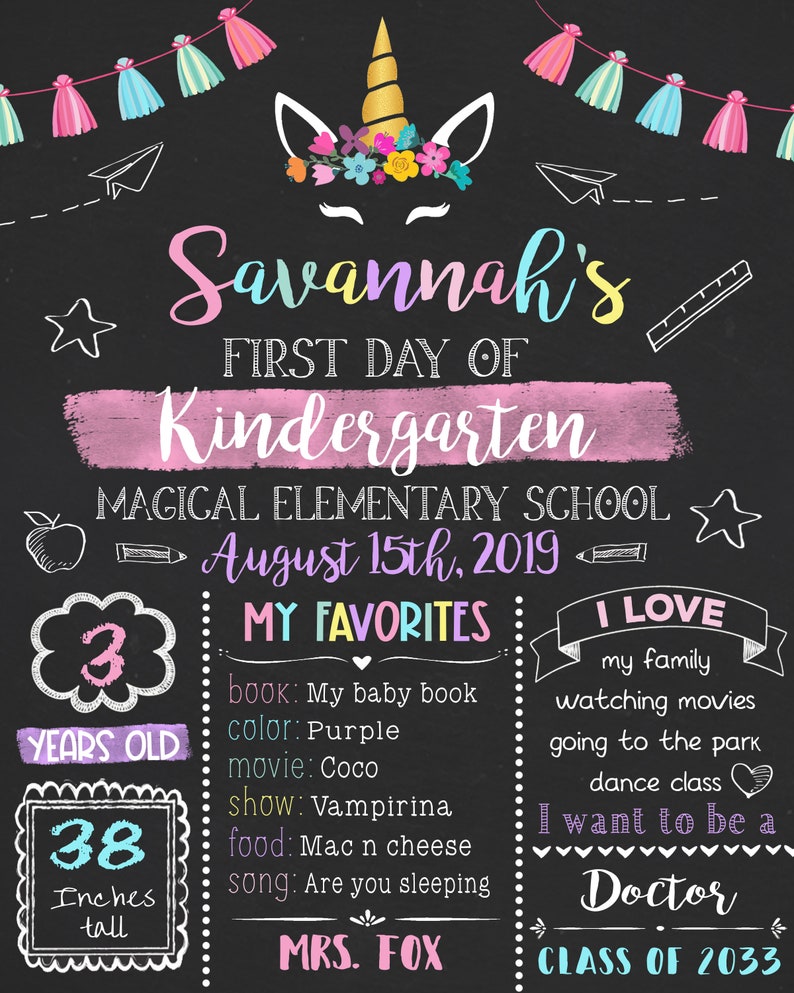 Unicorn Back to School Sign Printable - First Day of School Sign ...