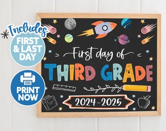 Boy First Day of 3rd Grade Sign First Day of Third Grade School Sign ...