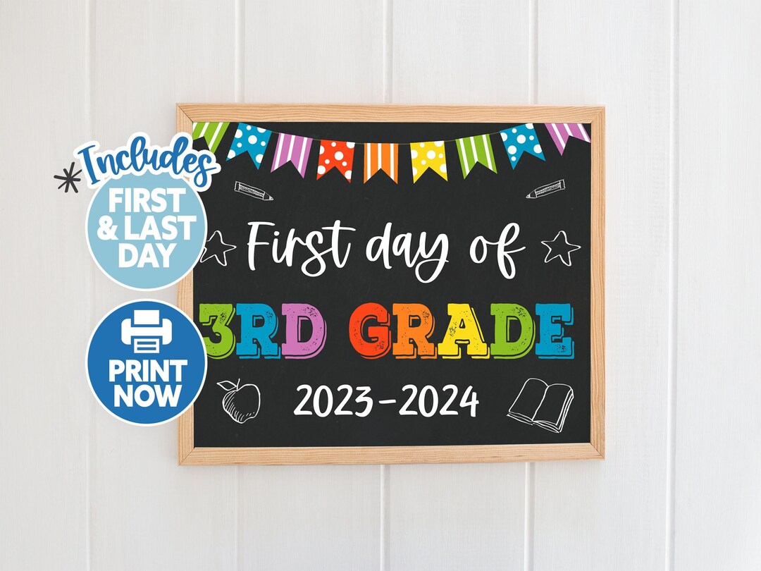 First Day of Third Grade - Back to School Sign - 1st Day of 3rd Grade ...