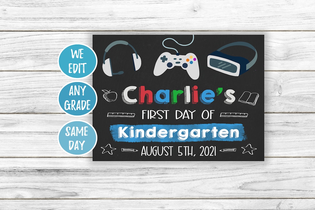 Back to School Sign Printable - Boy First Day of School Chalkboard ...