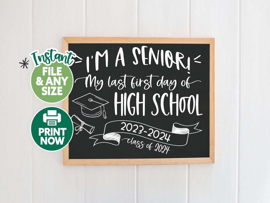First Day of Senior Year Sign First Day of 12th Grade Printable Back to ...