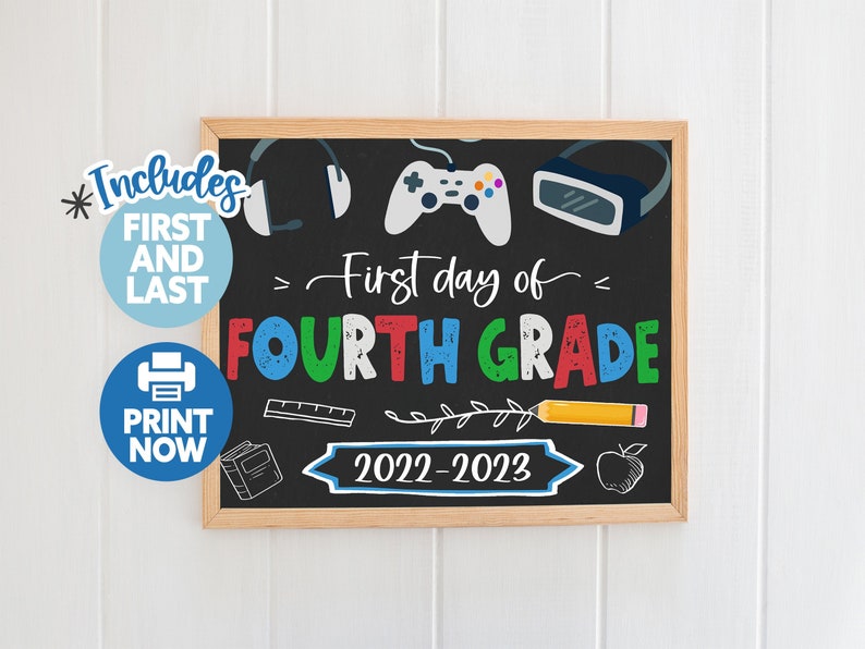 First Day of Fourth Grade School Sign Printable Boy 1st Day of - Etsy