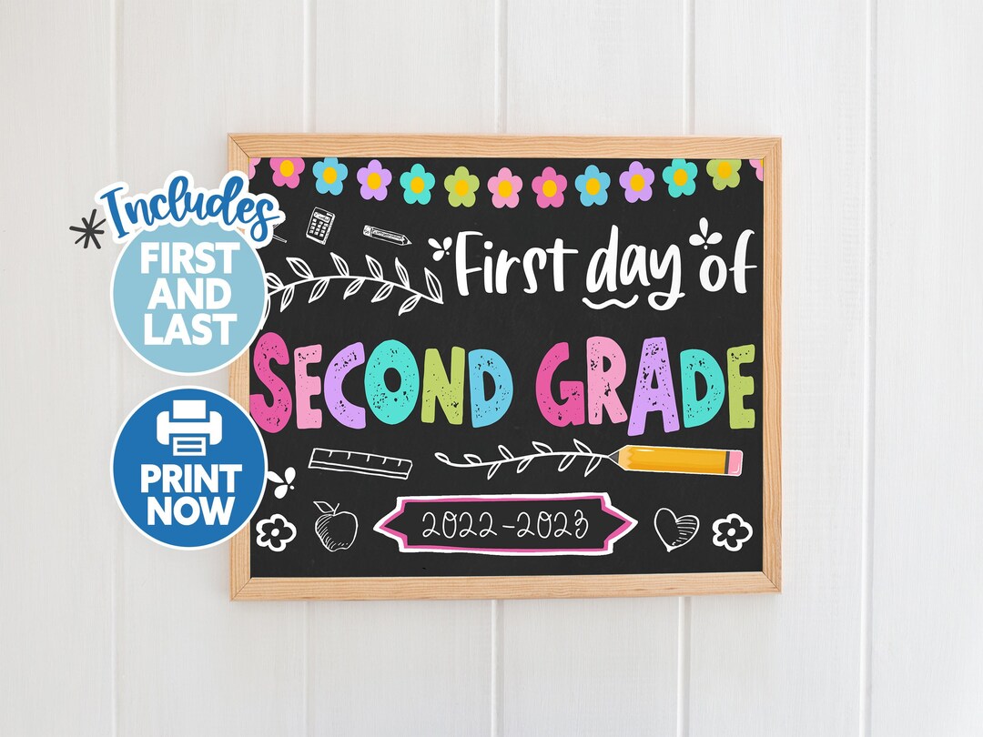 First Day of Second Grade Back to School Sign First Day - Etsy
