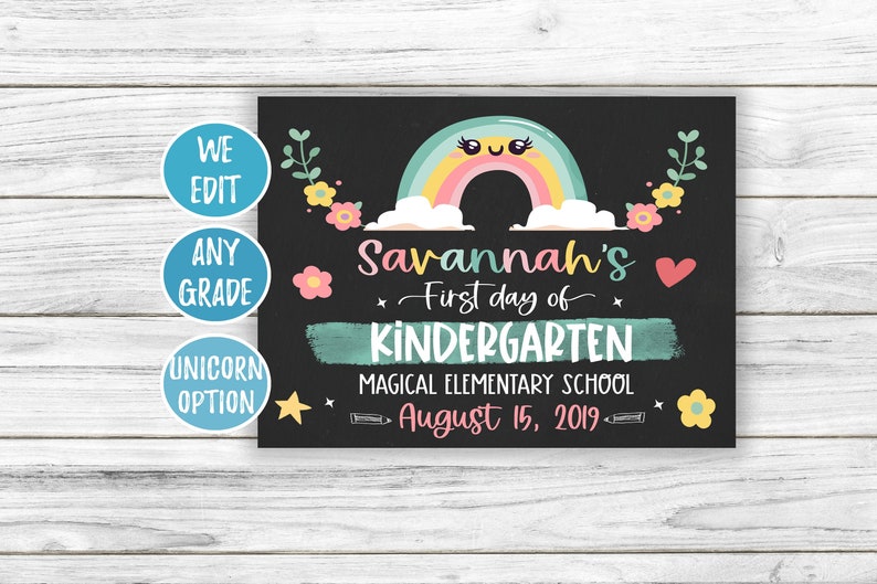 Boho Rainbow First Day of School Sign Girl First Day of | Etsy