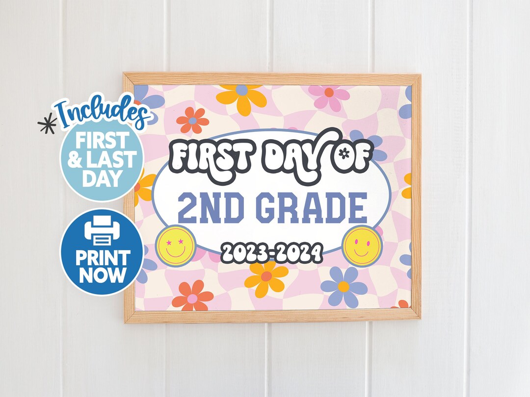 First Day of Second Grade Printable - Girl 1st Day of 2nd Grade Sign ...