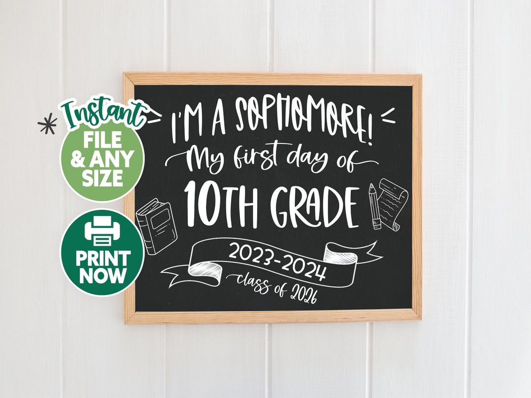 First Day of 10th Grade Sign 1st Day of School Tenth Grade Printable ...