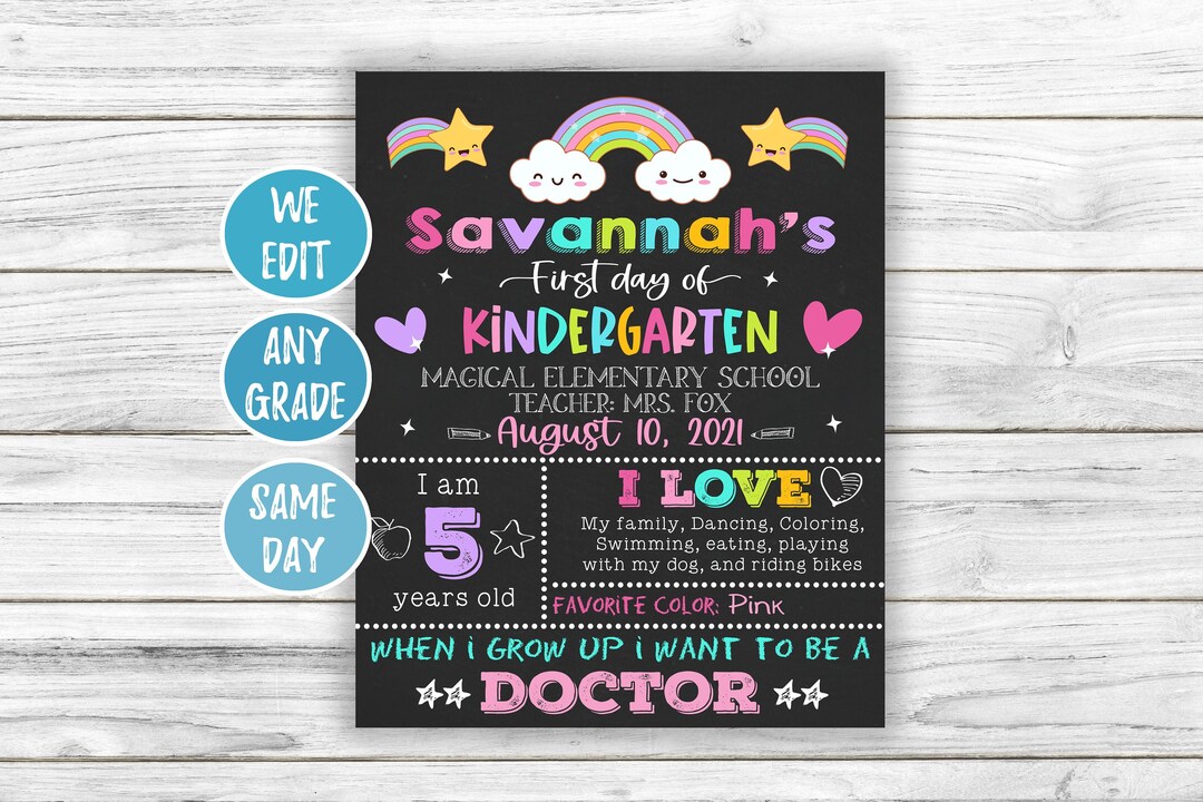 First Day of School Sign, Rainbow First Day of School Sign, Back to ...