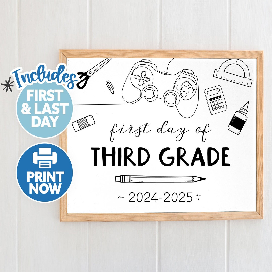 First Day of 3rd Grade Sign Printable Boys - Video Games 1st Day of ...