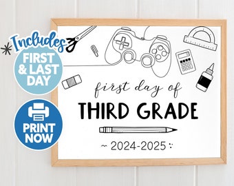 Boy First Day of 3rd Grade Sign First Day of Third Grade School Sign ...
