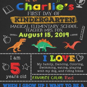 Dinosaur Back to School Sign - 1st Day of School Sign Printable - First ...