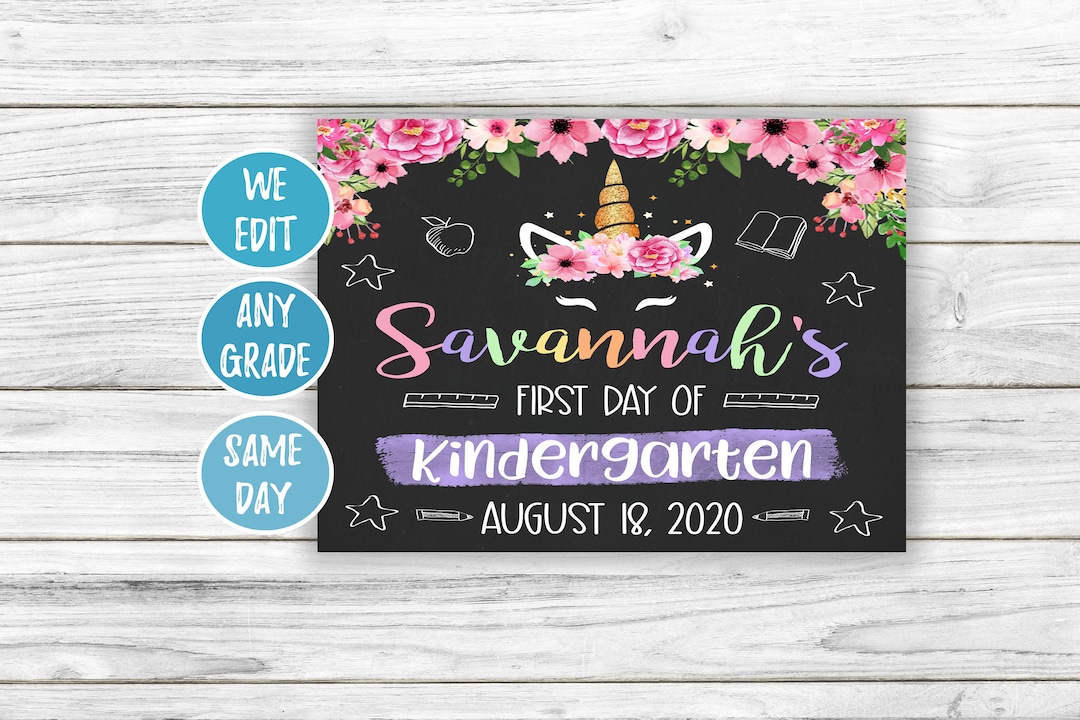 Unicorn First Day of School Sign - Back to School Sign Printable - 1st ...
