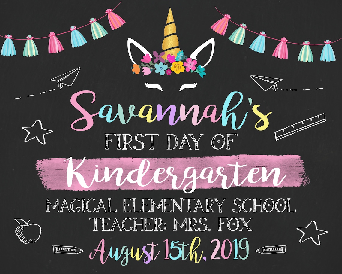 Unicorn Back to School Sign - First Day of School Sign Printable Girls ...