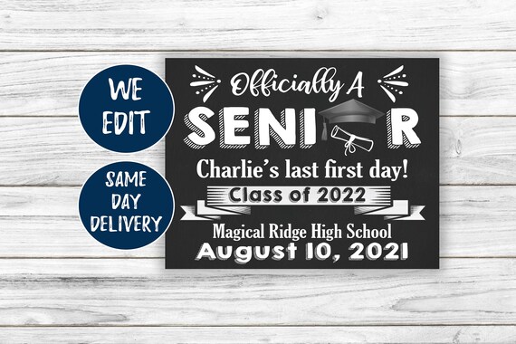 First Day of Senior Year Sign Last First Day School - Etsy