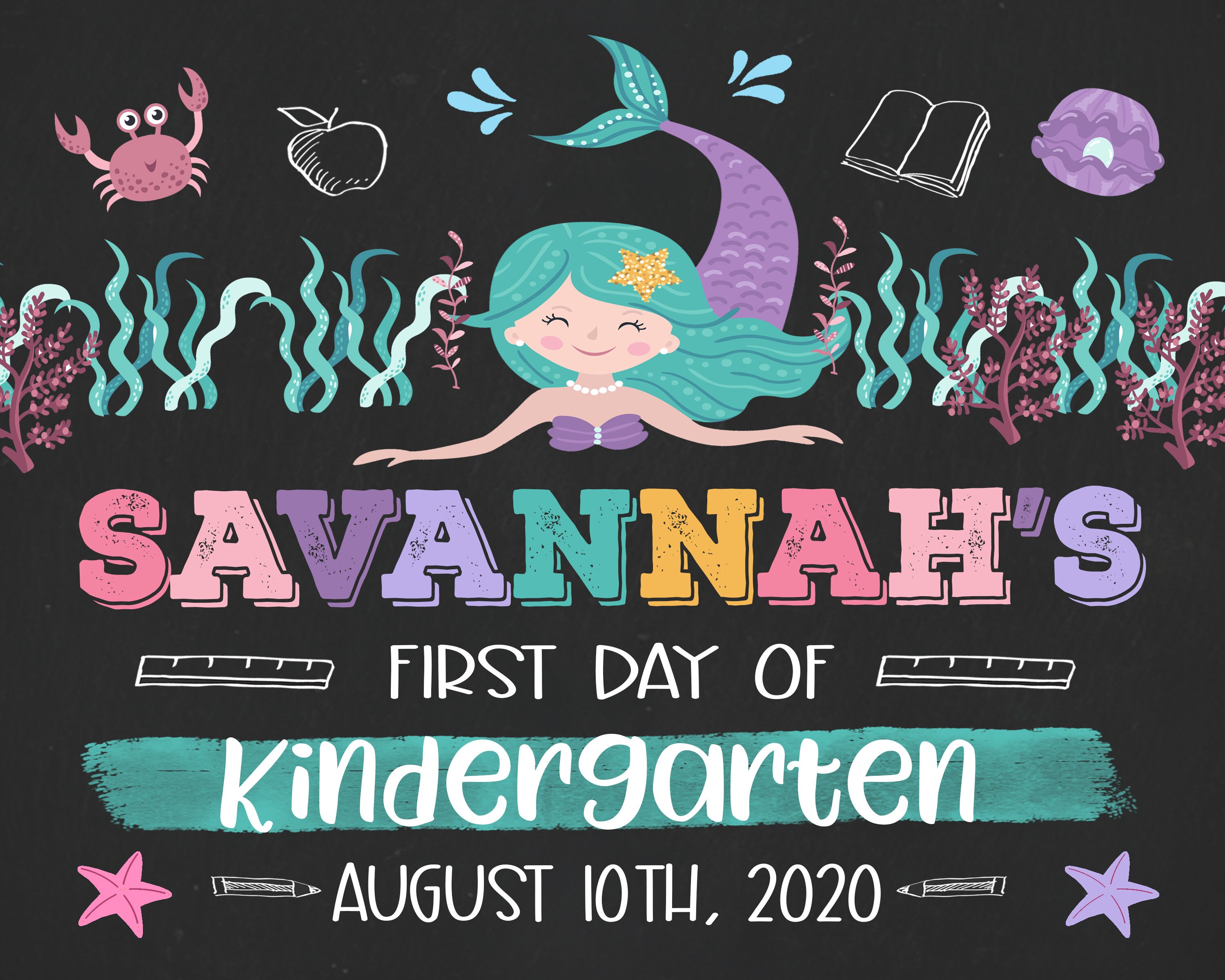 First Day of School Sign - Mermaid Back to School Printable - Girl 1st ...
