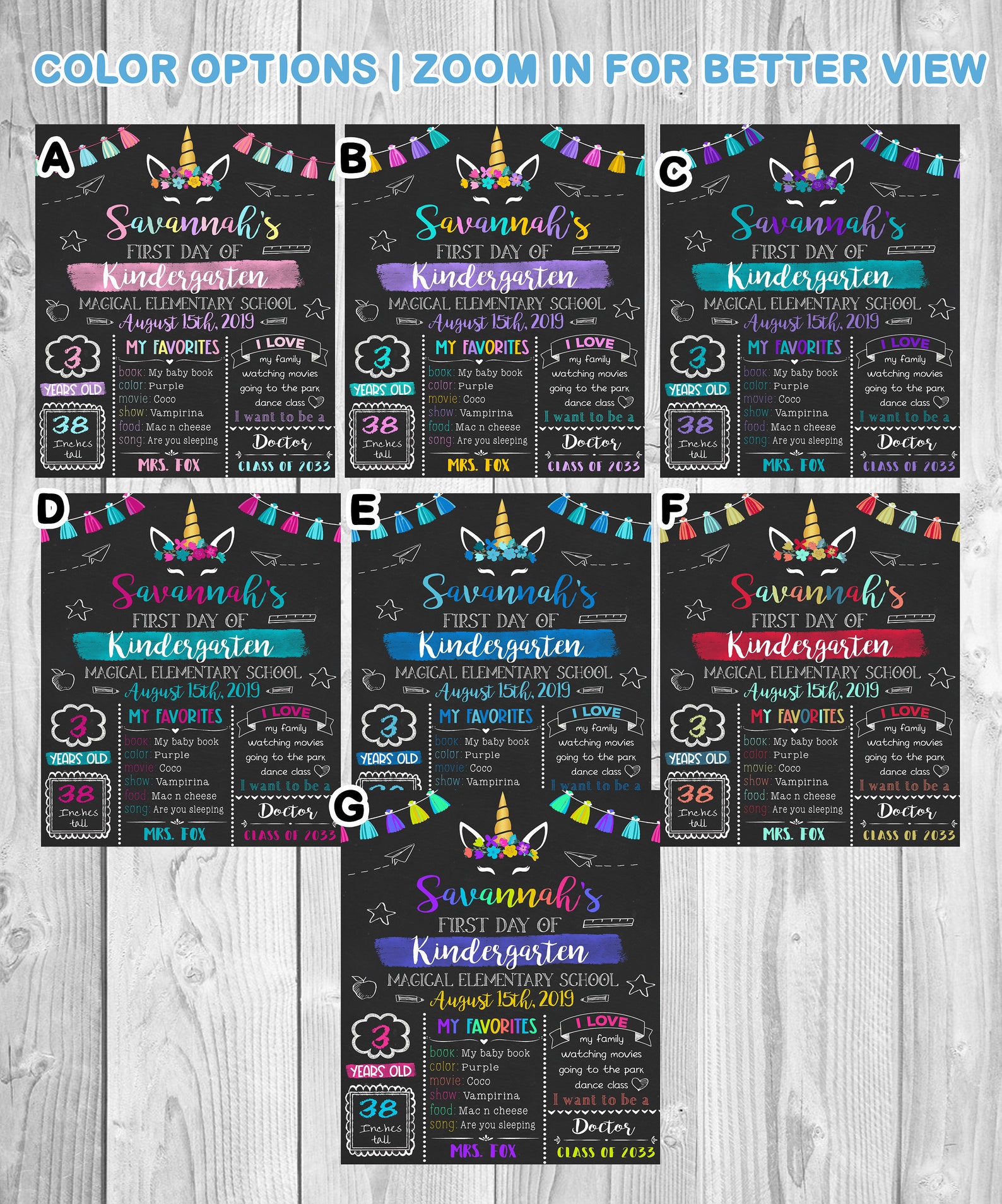 Unicorn Back to School Sign Printable First Day of School | Etsy