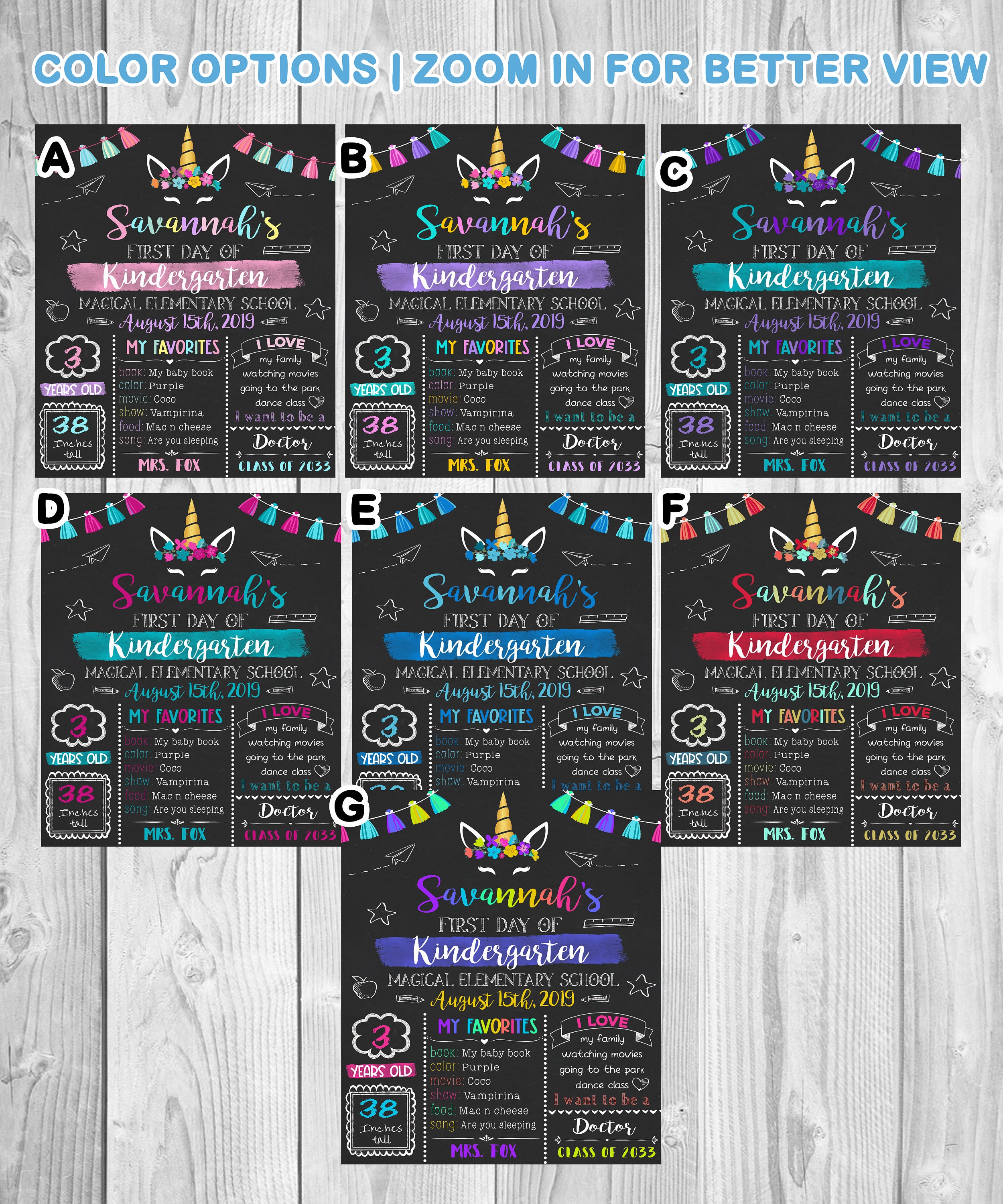 Unicorn Back to School Sign Printable First Day of School | Etsy