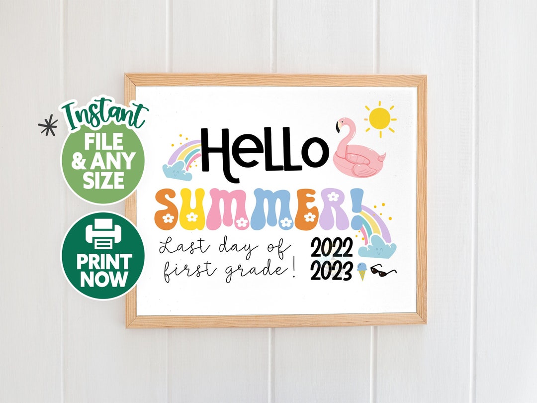 Last Day of First Grade Sign - Last Day 1st Grade School Chalkboard ...