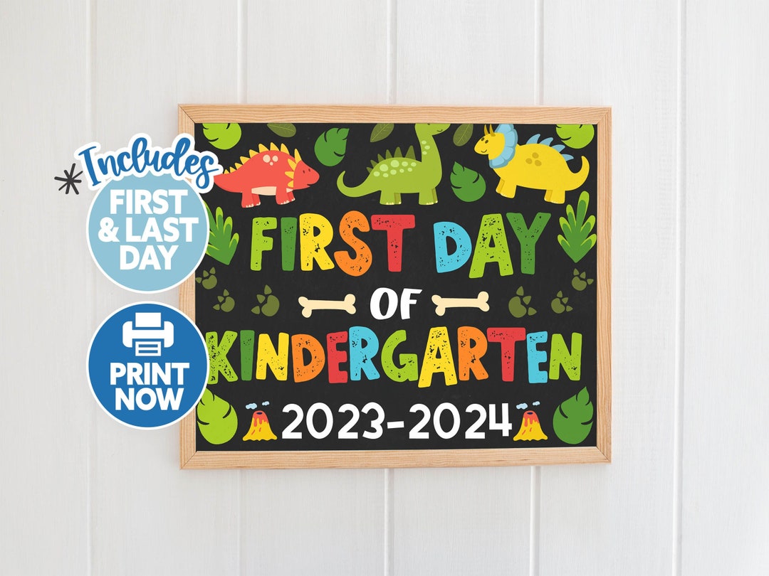 Dinosaur First Day of Kindergarten Chalkboard - Printable Back to ...