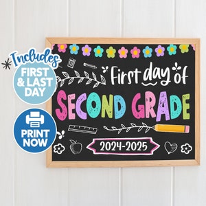 First Day of Second Grade - Back to School Sign - First Day 2nd Grade ...