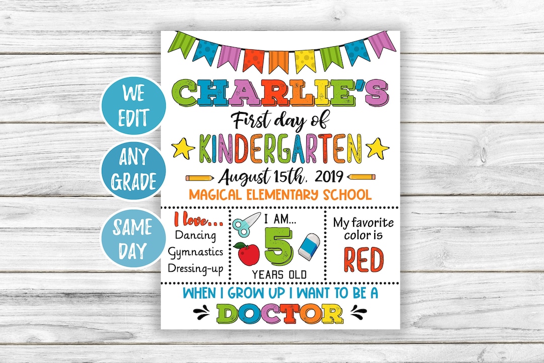 First Day of School Sign, Rainbow Back to School Sign Printable, 1st ...