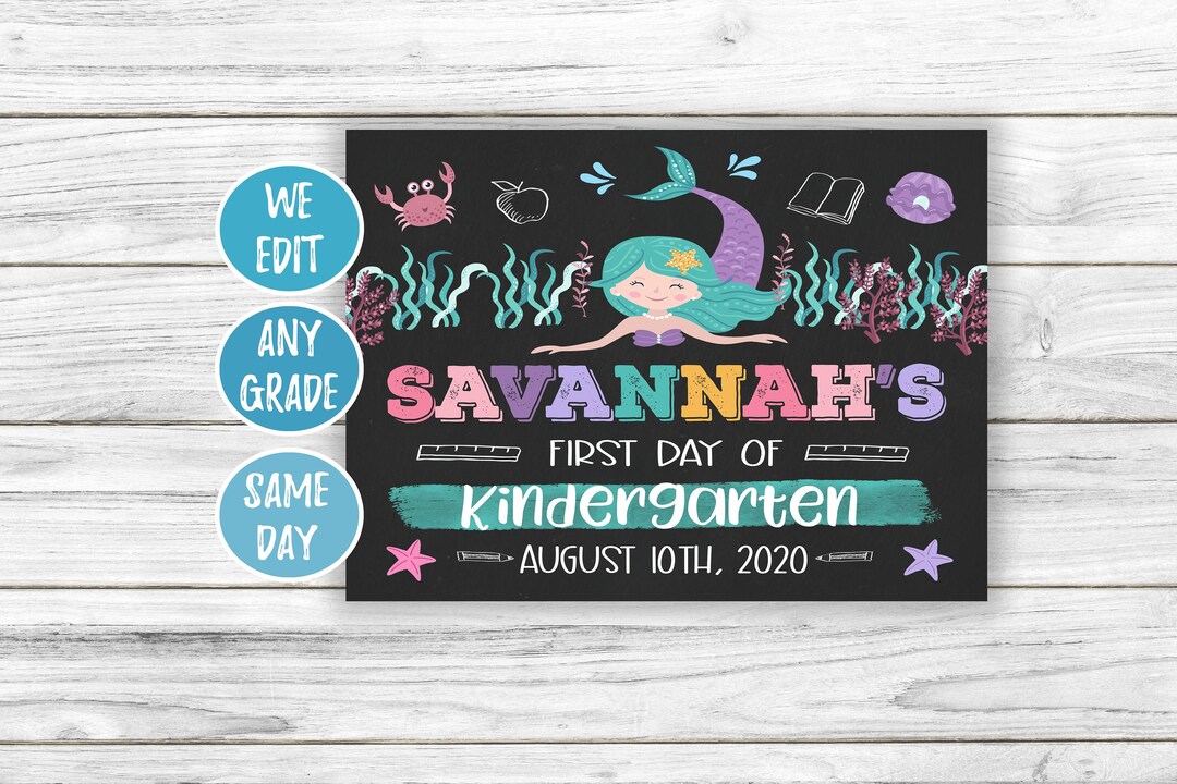 First Day of School Sign - Mermaid Back to School Printable - Girl 1st ...