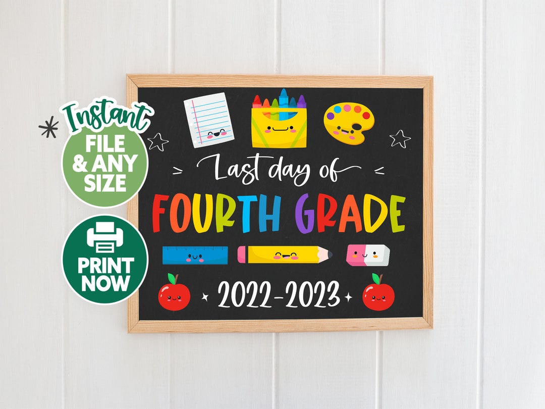 4th Grade Graduation Sign Printable - Last Day of School Sign - Last ...