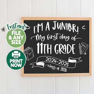 First Day of 11th Grade Sign - First Day of Junior Year High School ...