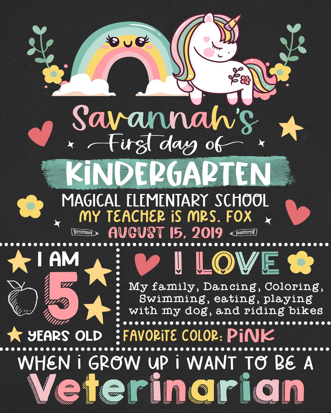 Unicorn First Day of School Sign Boho Rainbow First Day of | Etsy