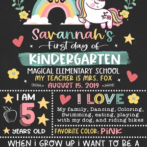 Unicorn First Day of School Sign, Boho Rainbow First Day of School ...