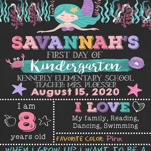 Girls Back to School Sign Printable - Mermaid First Day of School Sign ...
