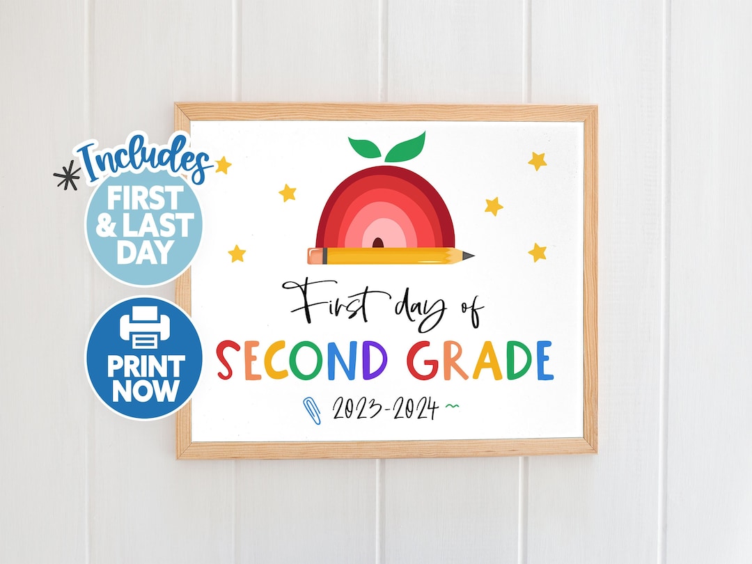 First Day of Second Grade Sign - Girls 1st Day of School Sign Printable ...