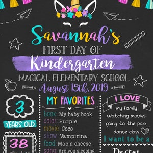 Unicorn Back to School Sign Printable - First Day of School Sign ...